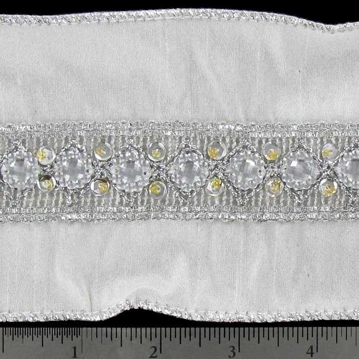 4" White Taj Mahal Jeweled Ribbon with Sequin Trim | Hobby Lobby | 122770
